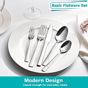 KINGSTONE 40-Piece Silverware Service for 8 - Premium Stainless Steel Flatware Set, Basic Silverware Set, Modern Utensils Set for Everyday Use, Lightweight Cutlery Set Easy to Carry