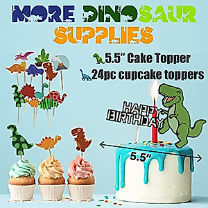 Emuya Dinosaur Party Decorations, Dinosaur Birthday Party Supplies for Boys Girls, Dino Party Decorations with Jurassic Park Themed, PDF Downloads, Godzilla T Rex Balloons, ROAR for Kids first, 2, 3, 4 year old (SILVER)