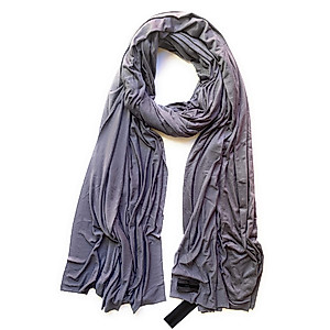 Fluxus Nomad Scarf in Cement Grey Unisex, Oversized Cotton Wrap, Travel Wrap Made in USA