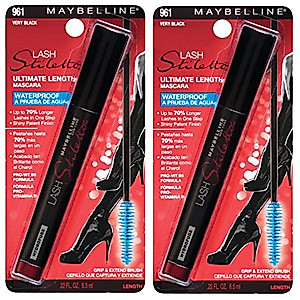 Maybelline New York Lash Stiletto Ultimate Length Waterproof Mascara Makeup, Very Black, 2 Count