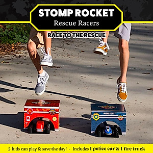 Stomp Racers Air Powered Race Cars by Stomp Rocket, Rescue Racers Pack - Dueling Stomp Racers Toy Car Launcher - Fun Backyard & Outdoor Multi-Player Kids Toys Gifts for Boys, Girls & Toddlers