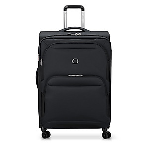 DELSEY PARIS Sky Max 2.0 Softside Expandable Luggage with Spinner Wheels, Black, Checked-Large, 28 Inch