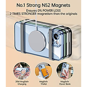 JUESHITUO Magnetic Metallic Glossy Clear for iPhone 14 Plus Case with Full Camera Cover Protection [No.1 Strong N52 Magnets] [Military Grade Drop Protection] for Women Girls Phone Case (6.7")-Blue