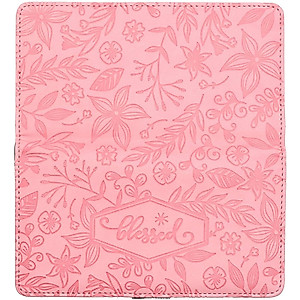 Juvale Floral Checkbook Cover for Women Card Holder Wallet for Checks & Credit Cards, RFID Blocking (Pink)