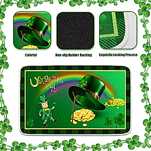 St Patricks Day Doormat, 29.5 × 17 Inch Green Hat Shamrock Leprechaun Trap Front Door Mat Entrance Door Rugs Non-Slip St. Patricks Day Door Mat Funny Holiday Welcome Mats For Home Indoor Outdoor