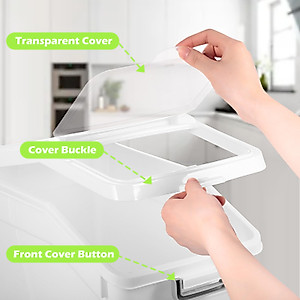 Sunnyray 4 Pack Rice Food Storage Container, 38.5 lb Airtight Flour Storage Bins with Scoop, Large Storage Boxes with Wheels for Dry Food, Grain, Sugar, Cereal, PET Food