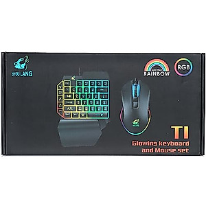 One Hand Gaming Keyboard and Mouse Combo, Wired 39 Keys Mechanical Feel Rainbow Backlit Keyboard+RGB Gaming Mouse+G6L LED Backlit Converter for Nintendo Switch/Xbox One/Xbox 360/PS4/PS3 /PC (Black)