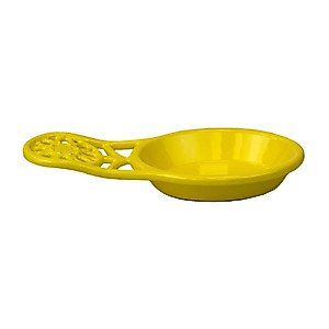 Cast Iron Spoon Rest Sunflower Design Kitchen Utensil Holder for Stove Top, Cookwear, Ladles, Countertop Organizer Heavy Duty - Yellow