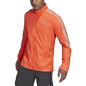 adidas Men's Marathon Jacket 3-Stripes, Solar Red/White, Small