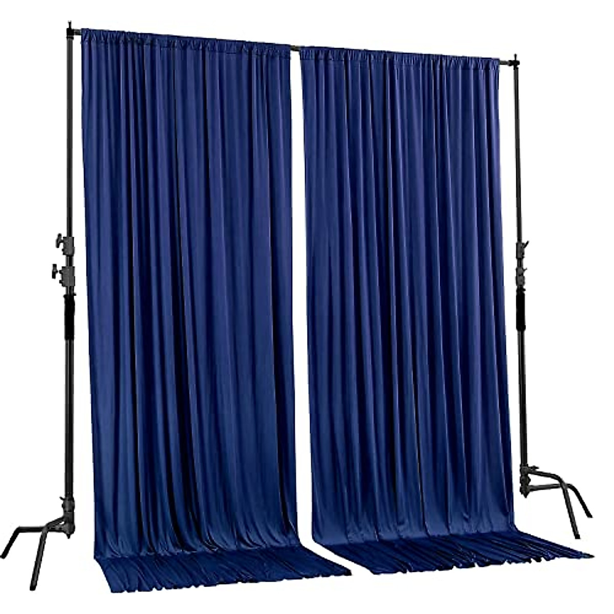 AK TRADING CO. 10 feet x 10 feet Polyester Backdrop Drapes Curtains Panels with Rod Pockets - Wedding Ceremony Party Home Window Decorations - Navy Blue
