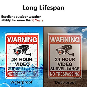 HISVISION Video Surveillance Sign 2-Pack, No Trespassing Metal Reflective Warning Sign, UV Protected & Waterproof, 10"x 7" 0.40 Aluminum Indoor Or Outdoor for Home House and Business Easy to Install