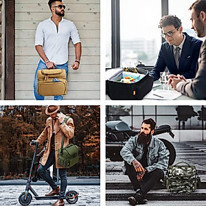 MIER Mens Insulated Lunch Box, Dual Compartment Large Lunch Bag Coolers with Shoulder Strap for Men Women Adult to Office Work, Picnic, Travel, Outdoors, Black