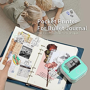 Mini Pocket Sticker Printer-T02 Sticker Maker Machine Mini Printer, Portable Smart Photo Printer for iPhone, Compatible with iOS&Android, Receipt Mobile Printer for Study, Journal, Notes