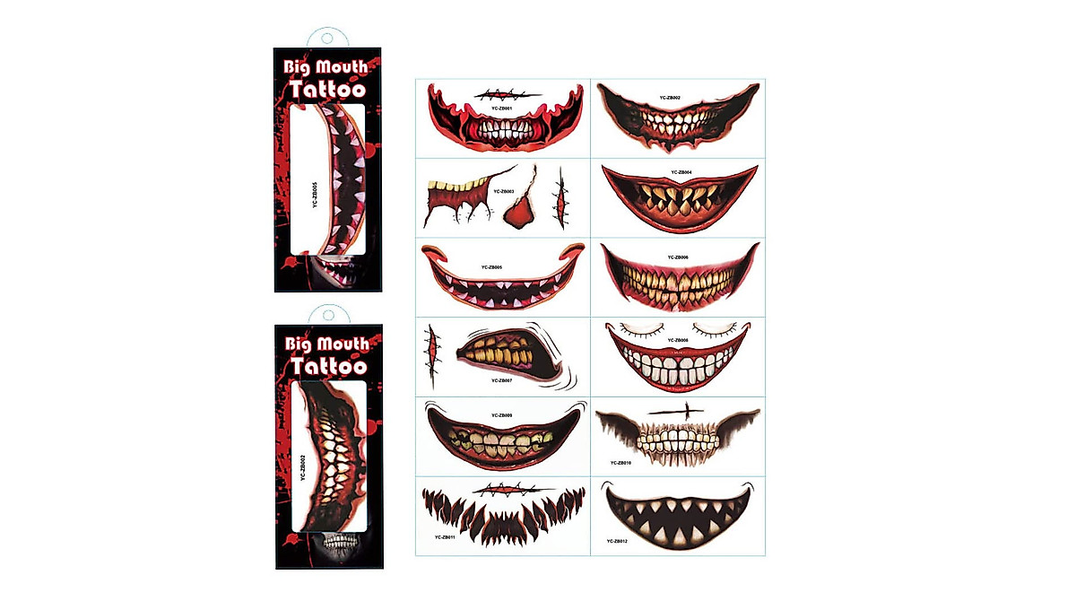 12PCS Halloween Clown Tattoo Stickers for Pranks