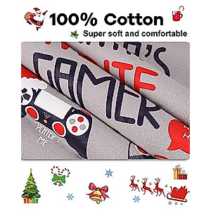 KOBERO Boys Pajamas Kids Christmas PJs Size 8 100% Organic Cotton Pj Sets Children Plaid Sleepwear Xmas Jammies Sleep Clothes 8T 7-8 Years Old, Medium