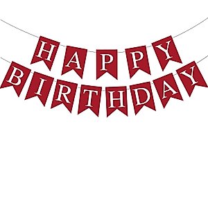 GLASNES Red Happy Birthday Banner Swallowtail Flag Happy Birthday Banner for Kids, Girls, Boys, Men, Women Party Supplies Decorations