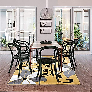 LUXE WEAVERS 9242 Victoria Modern Yellow Floral Area Rug 5x7, Medium Pile, Stain-Resistant Rug