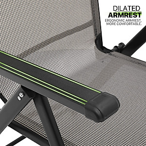 Magshion Outdoor Patio Folding Chairs Set of 2, Portable Dining Chairs with Armrests, Lounge Chairs with Footrests for Camping, Beach, Garden, Lawn, Pool, Backyard, Deck (Grey)