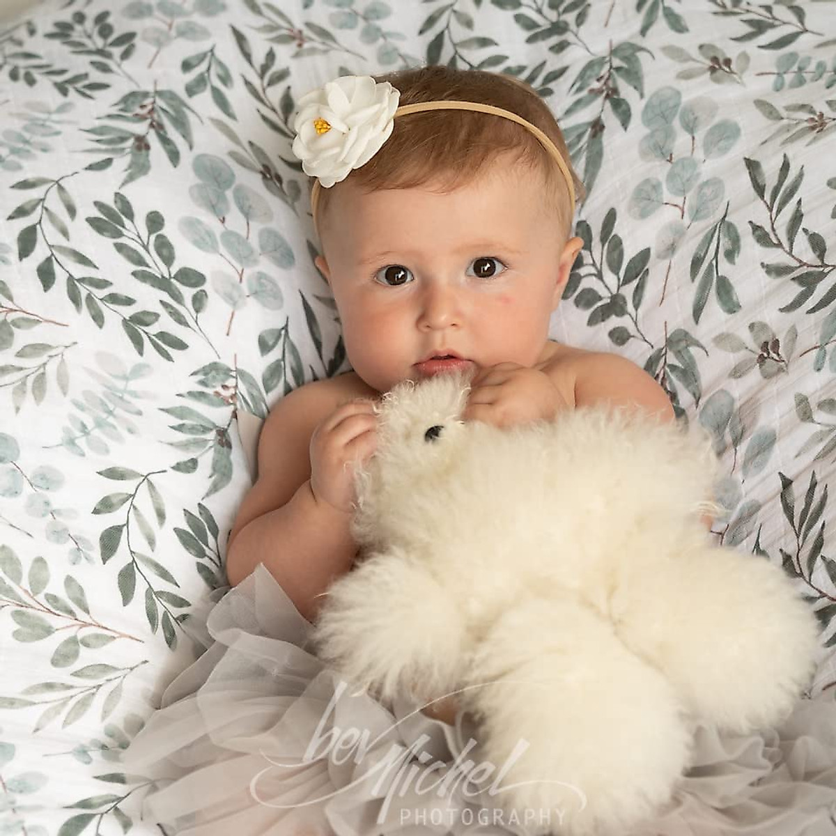 Miaoberry Eucalyptus Swaddle Set with Hat and Bow