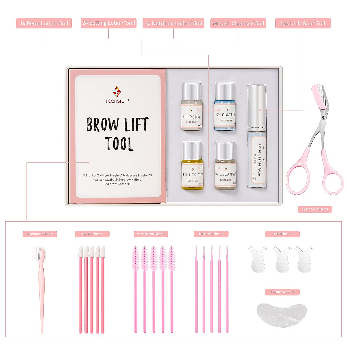ICONSIGN Brow Lamination Kit, Professional Semi-Permanent Eyebrow lift Kit, Fuller & Thicker Brows Long Lasting up to 8 weeks, Suitable for Salon & Home Use
