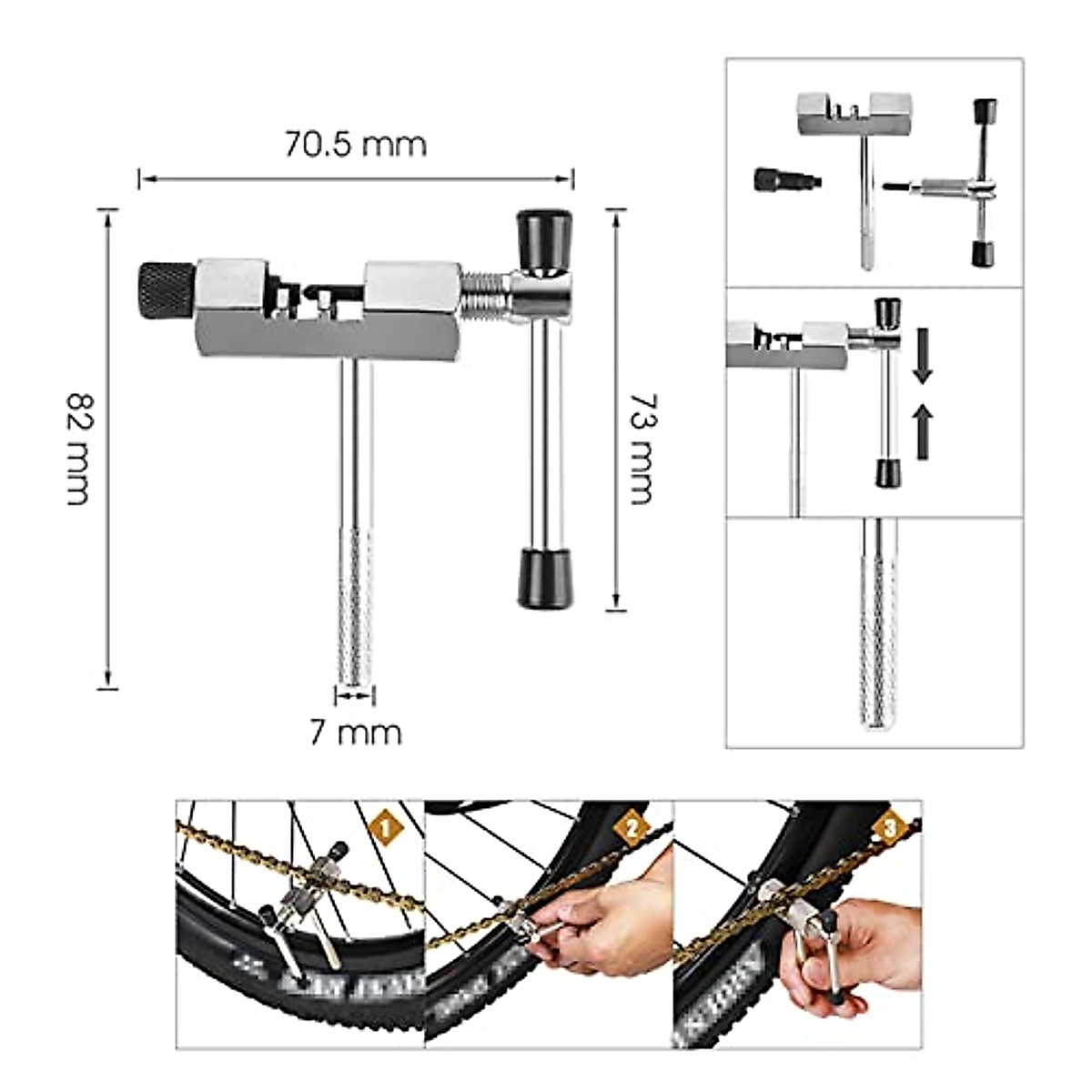DUZFOREI 6 Pcs Bicycle Repair Tools Kit, Bike Cassette Removal Tool, Sprocket Removal Tools Sprocket Remover for Mountain Bike, Road Bike