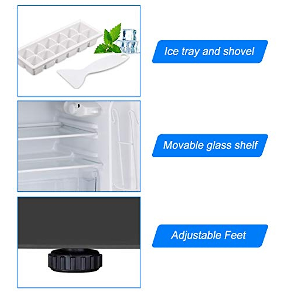 Safeplus Compact Refrigerator, 3.2 cu ft. Unit Cold-rolled Sheet Mini Refrigerator with freezer, Dorm fridge with Adjustable Removable Shelves…