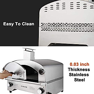 Propane Pizza Oven, PZ101SN Outdoor Gas Pizza Oven with 13" Pizza Stone, Portable Gas Fired Pizza Maker for Outside, Stainless Steel