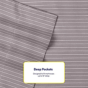 Twin Size Bed Sheets - 4 Piece 1500 Supreme Collection Fine Brushed Microfiber Deep Pocket Twin Sheet Set Bedding - 1 EXTRA PILLOW CASES, GREAT VALUE, Twin, Pinstripe Gray