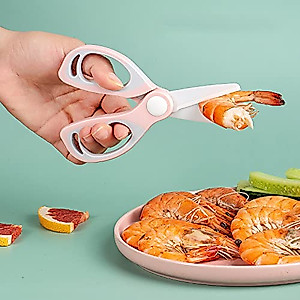 DAMPEN Ceramic Scissors with Ceramic Knife Sets Soft-grip Handles,Safety Healthy ,Kitchen Scissors for Baby Food Kids Food (PINK)