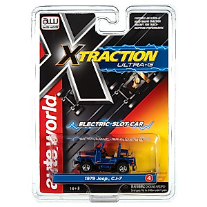 Auto World Xtraction R34 1979 Jeep CJ-5 Blue HO Scale Slot Car