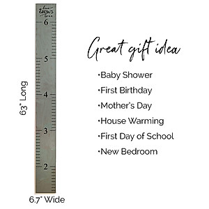 Headwaters Studio Growth Chart for Wall - Height Chart for Kids, Wooden Height Chart, Kids Height Wall Chart, Measurement for Wall, Wall Measurement for Height Kids - Love Grows Here Gray (63"x6.7")