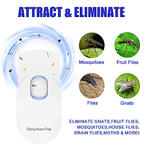 Swagon 2 Pack Upgraded Flying Insect Trap Plug-in,Fly Trap Indoor,Safe Home Fly Killer,Insect Catcher for Fruit Flies,Gnats,Moths,Mosquitoes,Bug UV Light Atrractant Trap(2 Device+10 Refill Glue Cards)