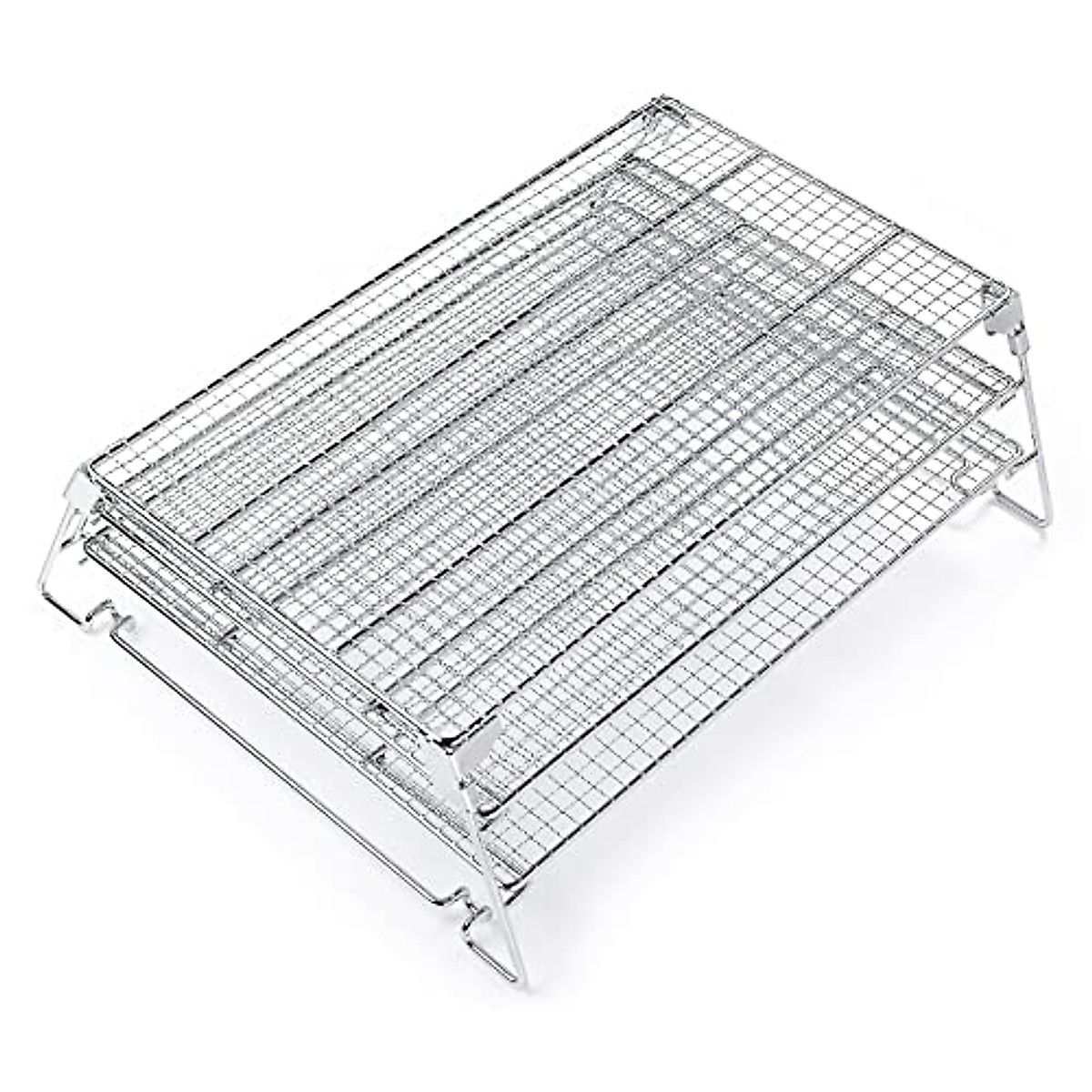 FLAMETOP Foldable Sliding 3 Tiered Jerky Rack Extension Cooking Space Applicable to Barrel Style Pellet Smoker Grills