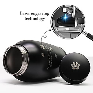 Pet Urn, JOFUNG Metal Cremate Funeral Urn for Dog/Cat ashes,Paw Print keepsake，Laser Engraving, Thread Design on The Top,Black Paw Print