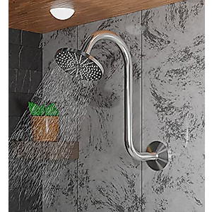 Shower Head Extension Arm with Flange,"S" Shaped Shower Head Riser Extension Arm, 10 inch Chrome Shower Pipe Extension
