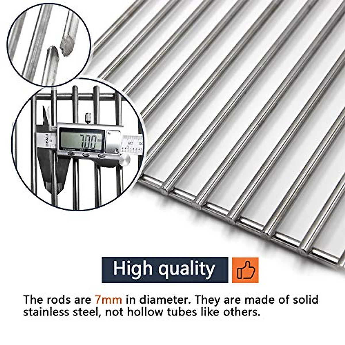 Hongso 17 3/8" Solid 304 Cooking Grill Grid Grate for Home Depot Nexgrill 720-0830H, Charbroil 466446015, 463241113, 463446017, 466446015, 466446115, Master Forge 1010037 Gas Grills, 2 Pack, SC1712