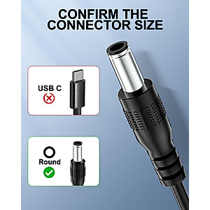 WUKUR Charger, 14V AC Adapter Compatible with Halo Bolt 57720/58830, Power Cord for Car Jump Starter, 6.5ft, 0.85A, Black