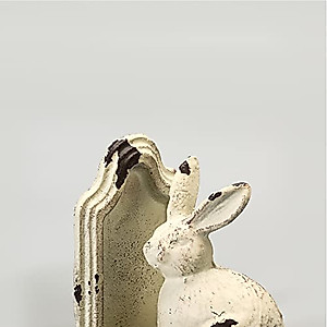 Retrome Rabbit Bookends, 1 Pair Bunny Book Ends, Distressed White