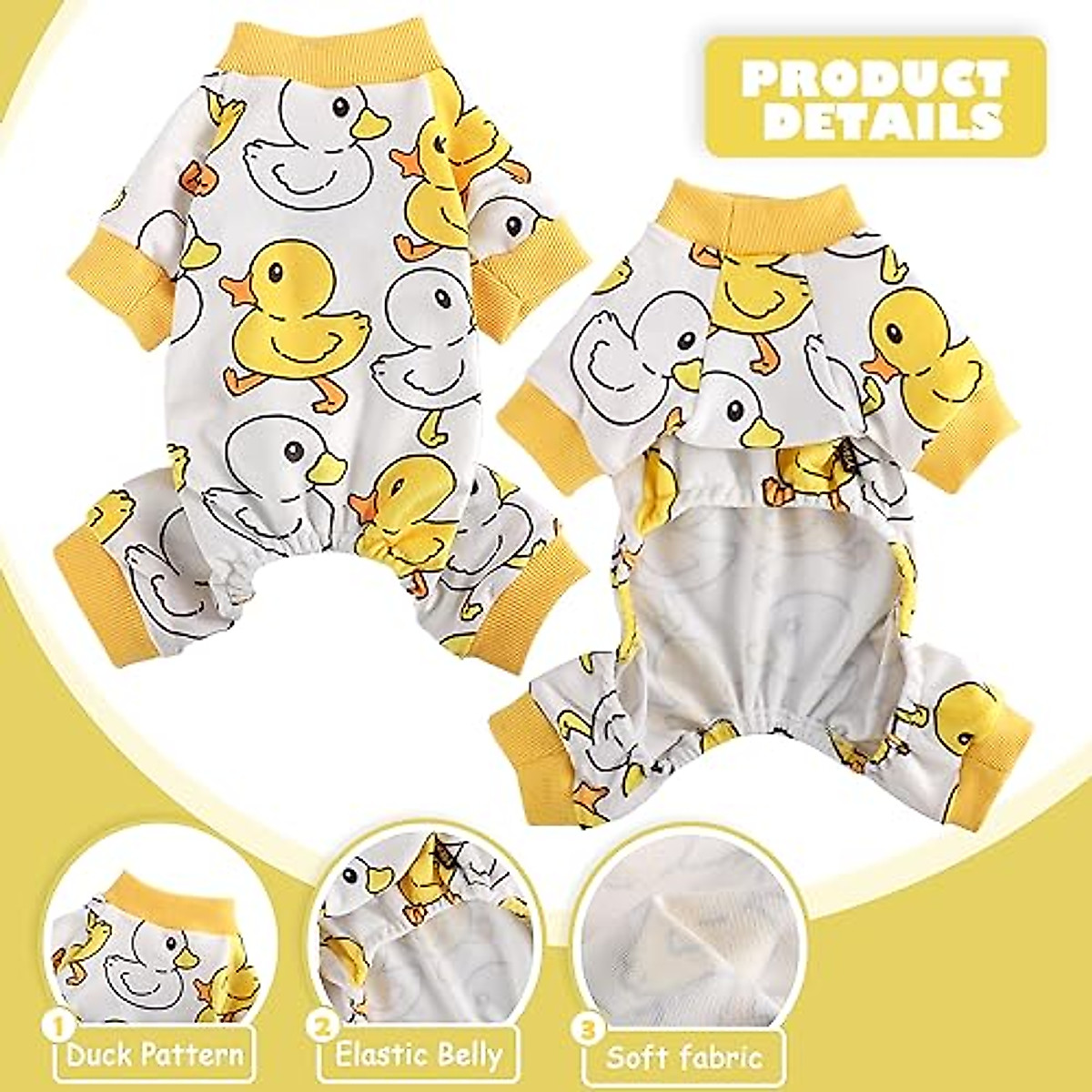 Dog Pajamas for Boy Girl, Velvet Dog Pjs Puppy Clothes, Animal Prints Pet Clothes Female, Fall Pet Sweater Teacup Puppy Outfit (Duck, Medium)