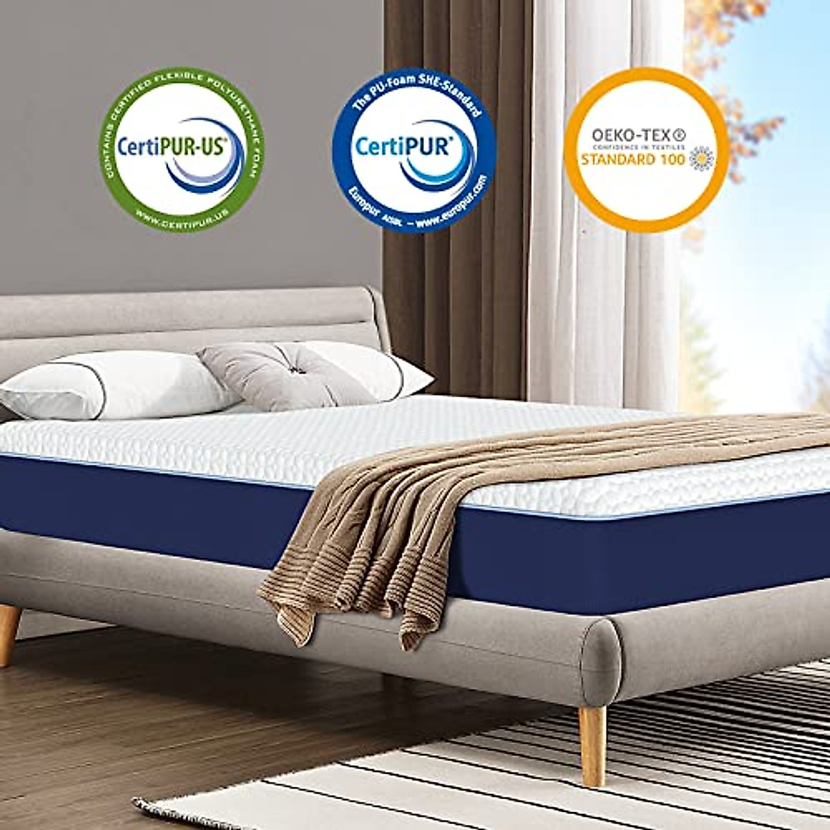VXZ Twin Mattress, 6 Inch Gel Memory Foam Twin Mattress in a Box, CertiPUR-US Certified Twin Size Mattress, Pressure Relief &Motion Isolation, Supportive Medium-Firm Foam Mattress, Made in USA