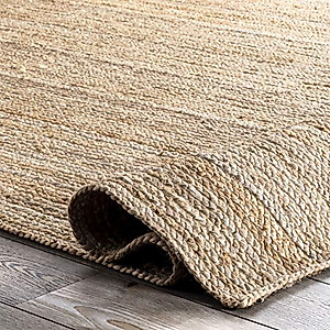 nuLOOM Rigo Hand Woven Farmhouse Jute Area Rug, 4' x 6' Oval, Natural