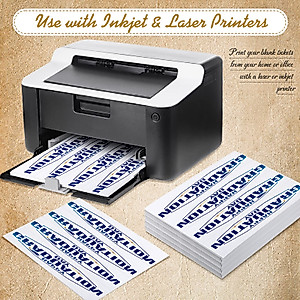 Sabary 500 Sheets Double Sided Printable Raffle Tickets 8.5 x 11'' Perforated Cardstock for Ticket with Tear Away Stub Raffle and Event Ticket 67lb Compatible Laser Inkjet Printer (2.75 x 8.5'')