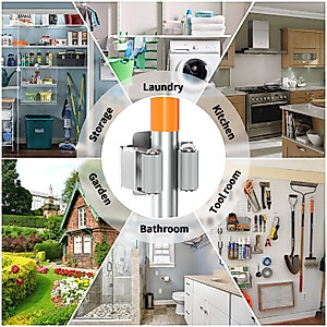 reliahom 6 Pack Broom Holder Wall Mount Stainless Steel Mop Hanger Organization Heavy Duty Garage Storage System Garden Laundry Kitchen Tool Organizer General Purpose Storage Rack(Silver)