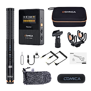 comica VM30 Shotgun Microphone - Professional Wireless Mic for DSLR Camera, Smartphone and PC with 70/150Hz, 328' Range, USB C Digital Output- Perfect for Video Recording, Podcasting and Interview
