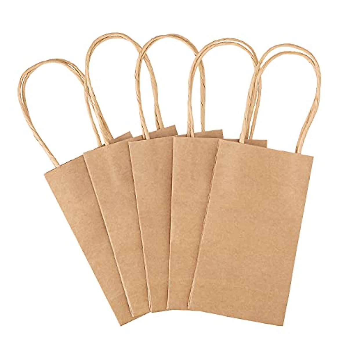 24 Pieces Mini Kraft Paper Bags with Handles 6.25 x 3.5 Inch Paper Party Favor Bag, 24 Pieces Blank Kraft Paper Tag Hanging Labels and 33 Feet Long Twine Rope for Treat Bags, Shopping Bags (Brown)