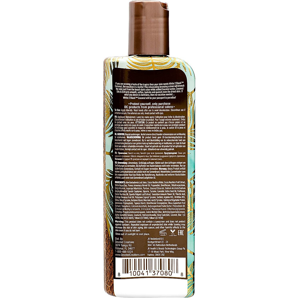 Devoted Creations White 2 Bronze Coconut - Color Enhancing Dark Bronzing Tanning Lotion with Coconut Water & Coconut Oil 8.5 oz.