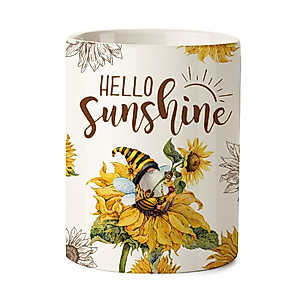 Rabbitable Sunflower Utensil Holder-Sunflower Kitchen Decor-Cooking Tools Sunflower Gnome Kitchen Gifts For Women-Modern Farmhouse Ceramic Utensil Crock with Non-slip mat for Home Table Party Decor