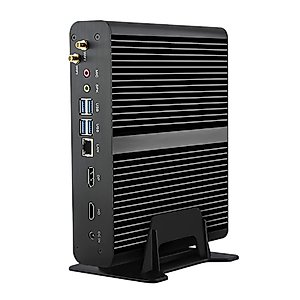 Fanless Mini PC, Kinupute Desktop Computer i7-8565U 1.8-4.6GHz, Windows 11 Pro, 16G DDR4, 256G M.2 SSD, Iris Xe Graphics, HDMI/DP, Dual Display, 4K@60Hz, Gigabit Ethernet, BT5.1, WiFi 6, Auto Power On
