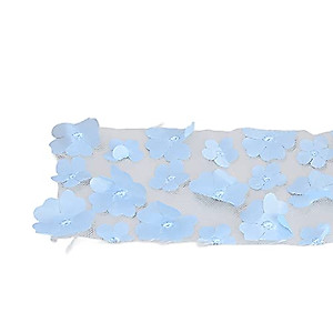 Flowers Tulle Rolls Printed Mesh Fabric Supplies Tulle Daisy Flower Sewing Crafting Fabric Gift Ribbon Mesh Lace Rolls(Light Blue)