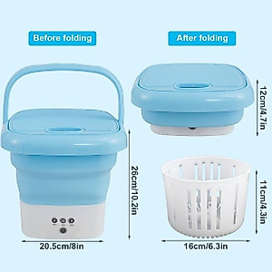 Washing Machine Portable, Mini Foldable Washer and Spin Dryer Small Foldable Bucket Washer for Camping, RV, Travel, Small Spaces, Lightweight and Easy to Carry (Plastic Blue)
